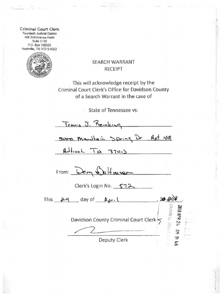 Reinking Search Warrants | PDF