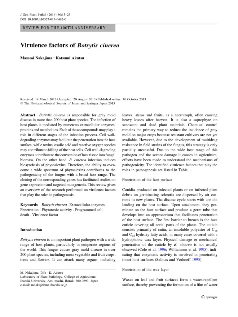 Virulence Factors of Botrytis Cinerea | PDF | Cell Wall | Fungus