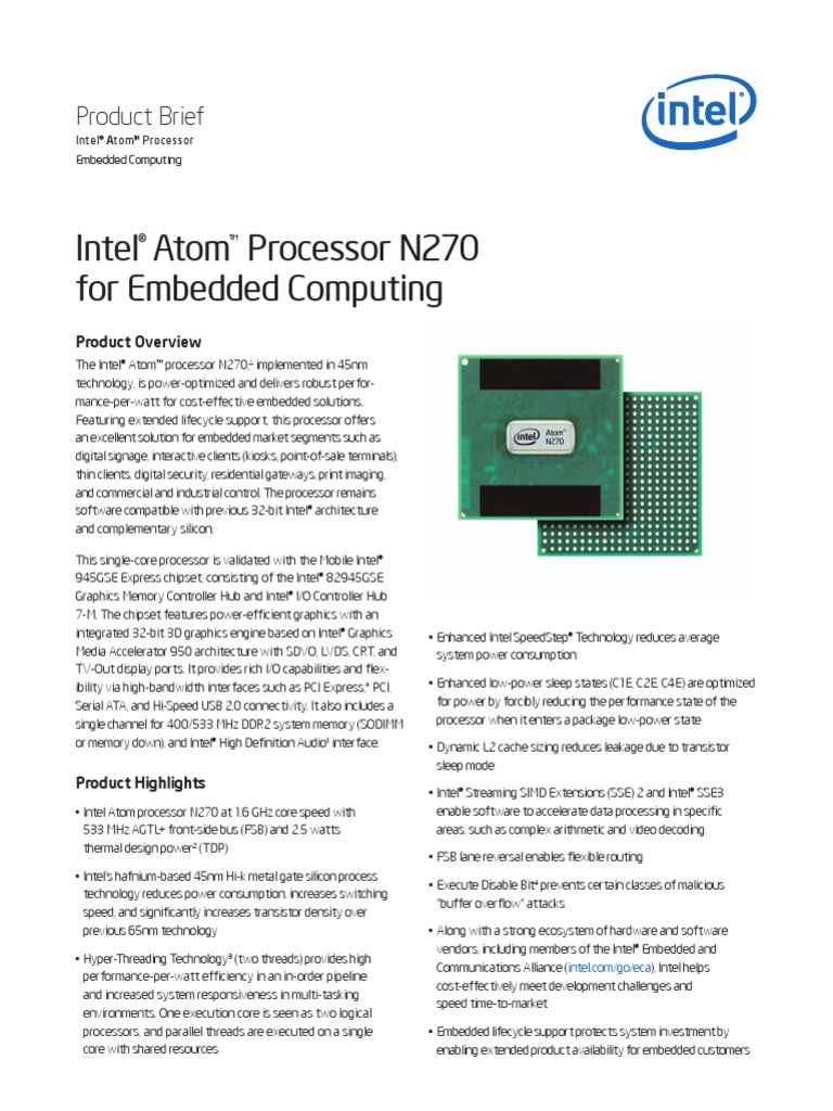 Intel Atom Processor N270 For Embedded Computing: Product Brief | PDF ...