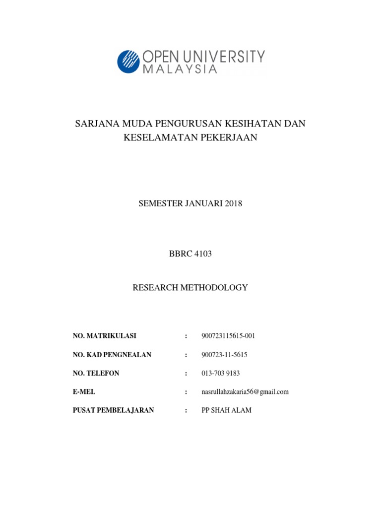 BBRC4103 Research Methodology (Assignment) | PDF