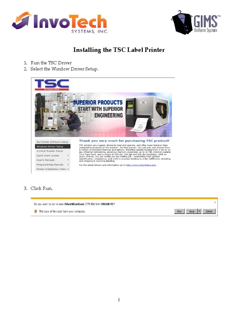 TSC Monarch Label Printer Installation Guide | PDF | Printer (Computing) | Computer Hardware