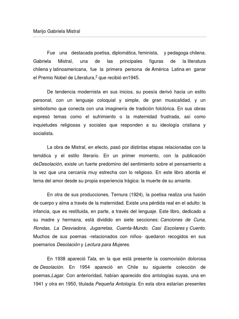 Gabriela Mistral | PDF | Poesía | Amor