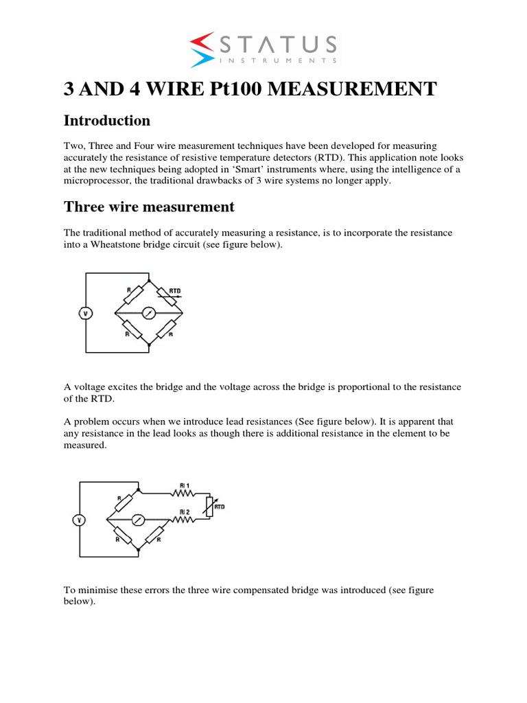 3 and 4 Wire PRT Measurements | PDF | Electrical Resistance And ...