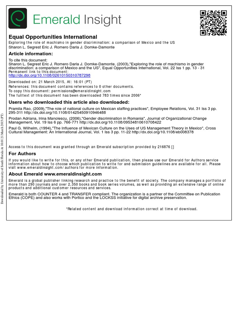 Exploring The Role of Machismo in Gender PDF | PDF | Machismo | Sexism