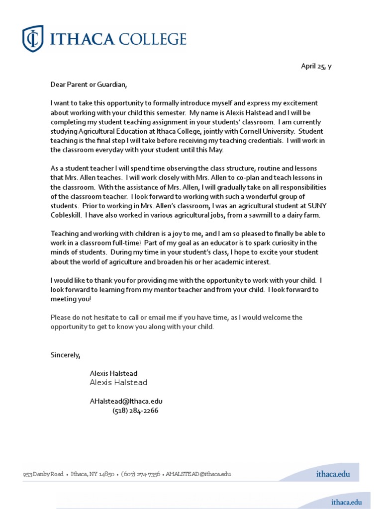 Intro Letter To Parents | PDF | Classroom | Teachers