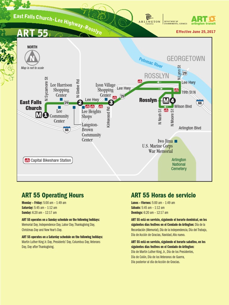 ART 55 Bus Route Map and Schedule: East Falls Church to Rosslyn | PDF ...