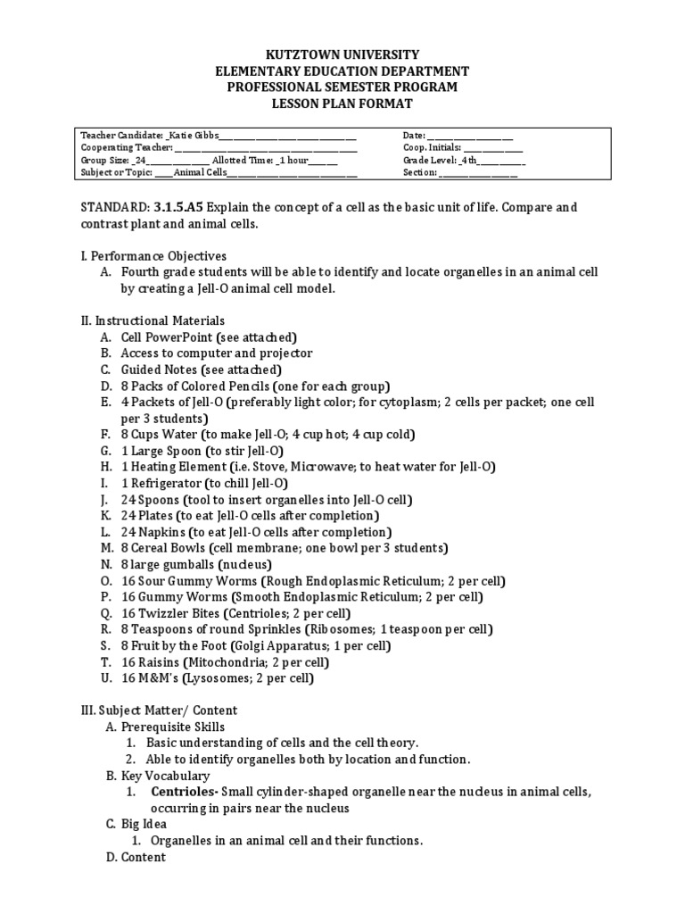 Lesson Plan 2 | PDF | Cell Nucleus | Cell (Biology)