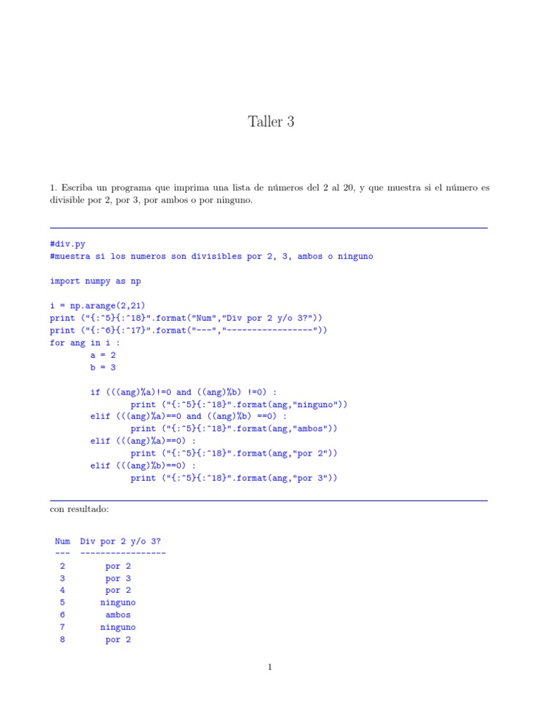 Taller Python | Descargar gratis PDF | Matemáticas discretas ...