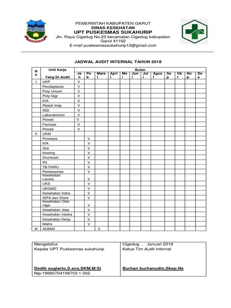 Jadwal Audit Internal | PDF