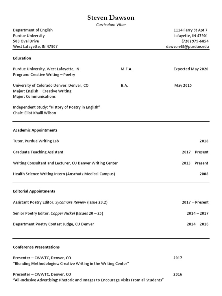 Dawson CV | Download Free PDF | Academia | Behavior Modification