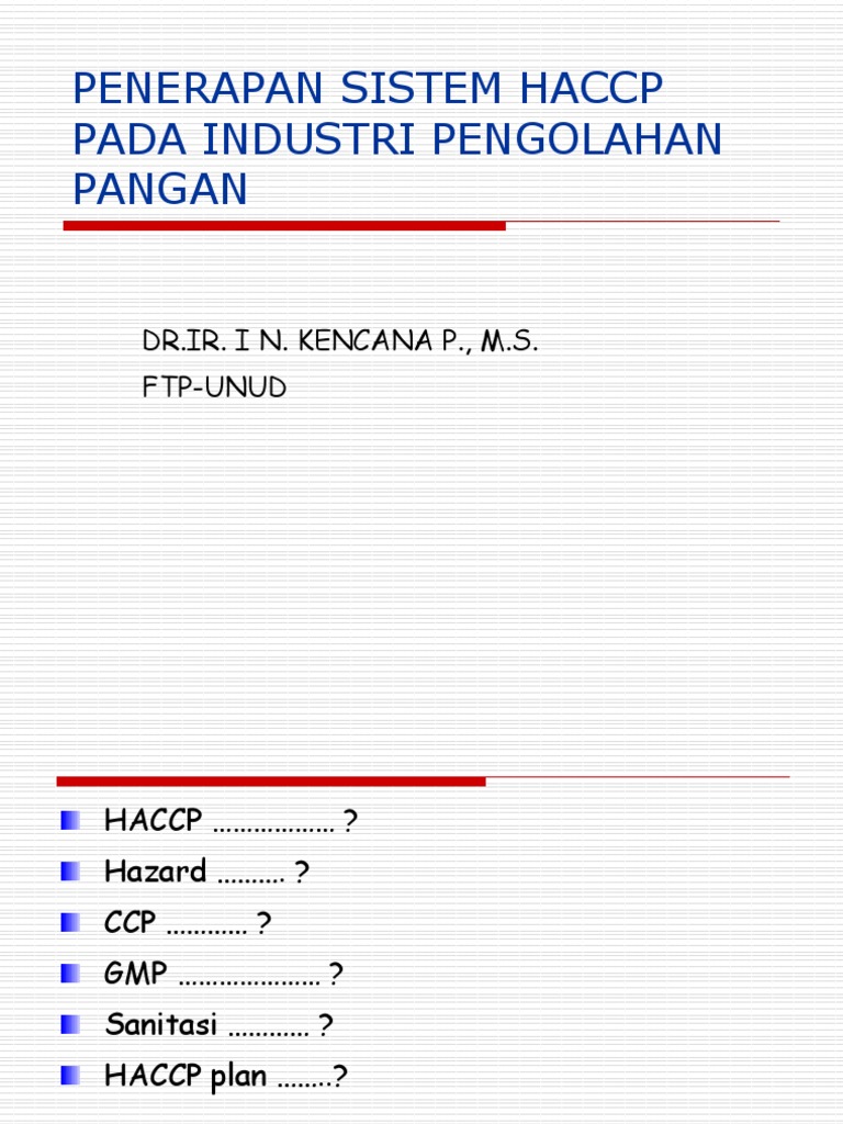 Penerapan HACCP di Industri Pangan | PDF