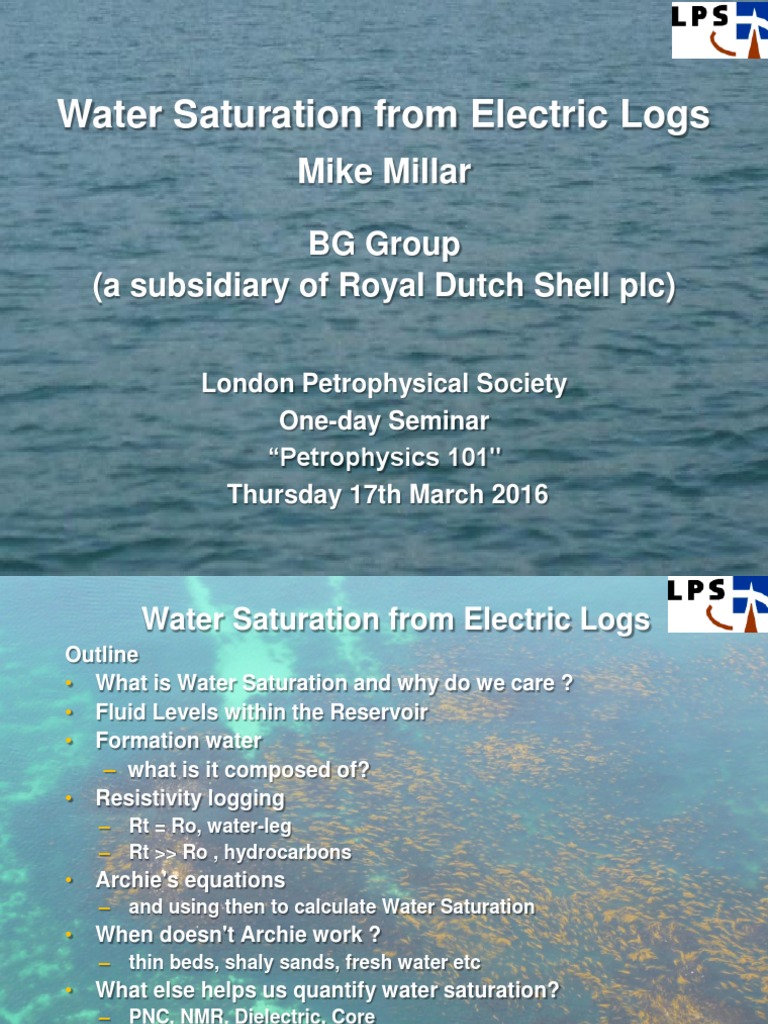 Petrophysics: Water Saturation Analysis | PDF | Petroleum Reservoir ...