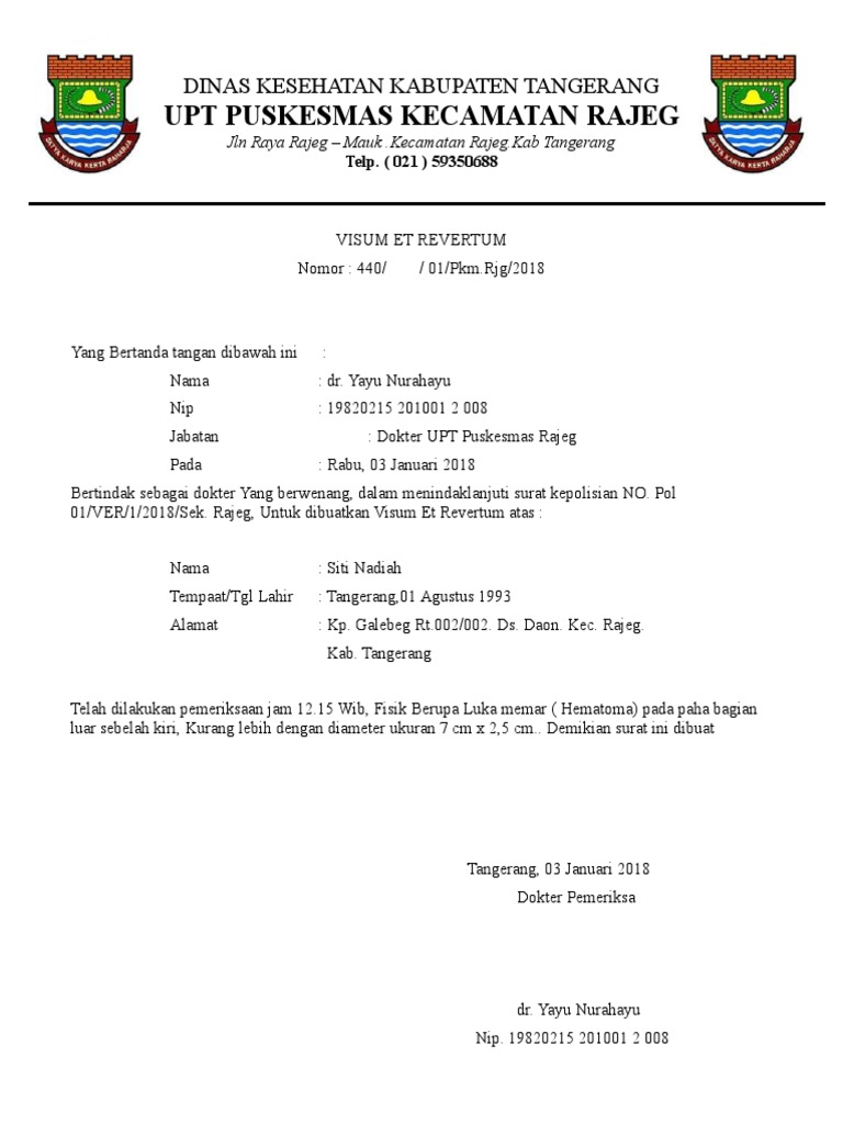 Surat Keterangan Visum | PDF