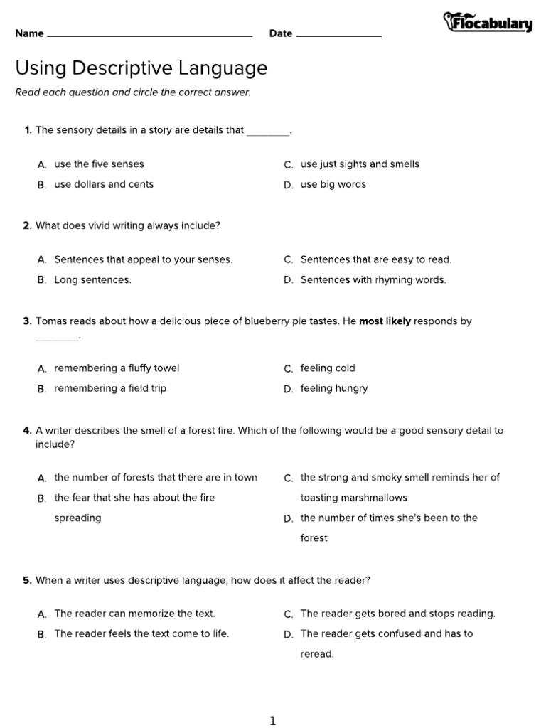Using Descriptive Language v1 Quiz | PDF