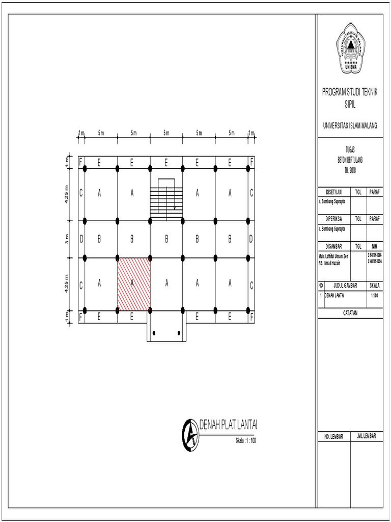 Program Studi Teknik Sipil: Denah Plat Lantai | PDF