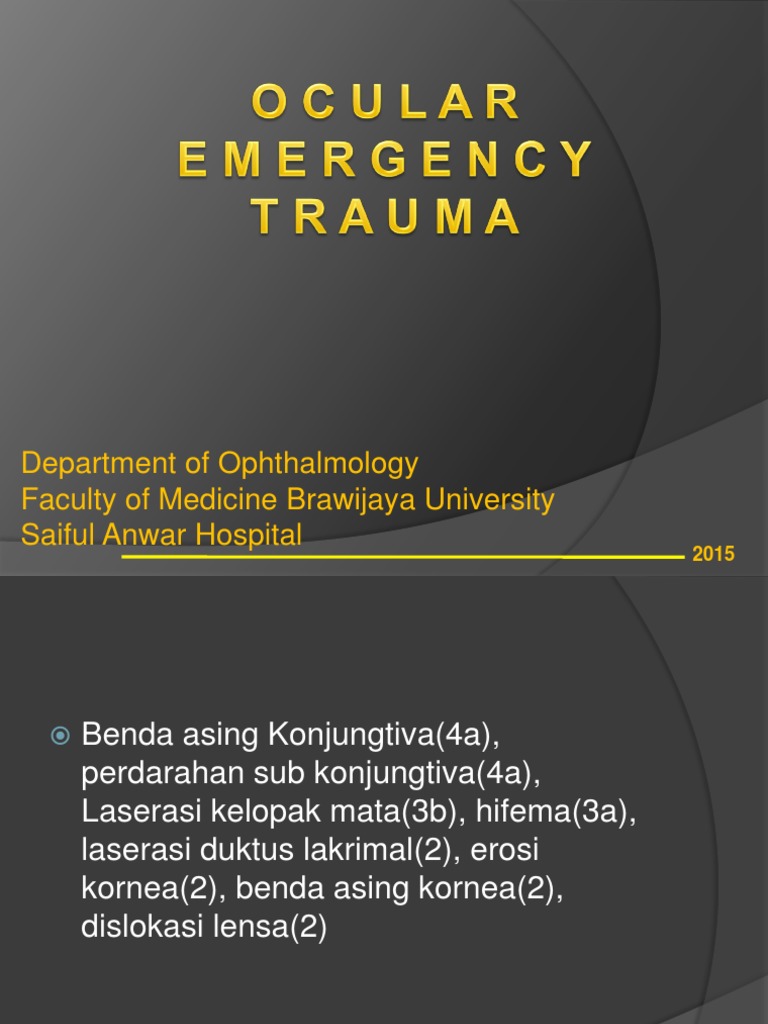 Ocular Emergency 2015 | PDF | Ophthalmology | Diseases Of The Eye And ...