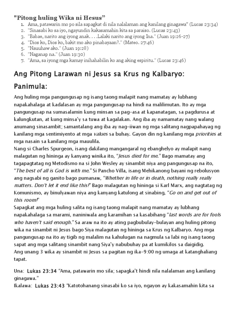 Pitong Huling Wika Ni Hesus | PDF