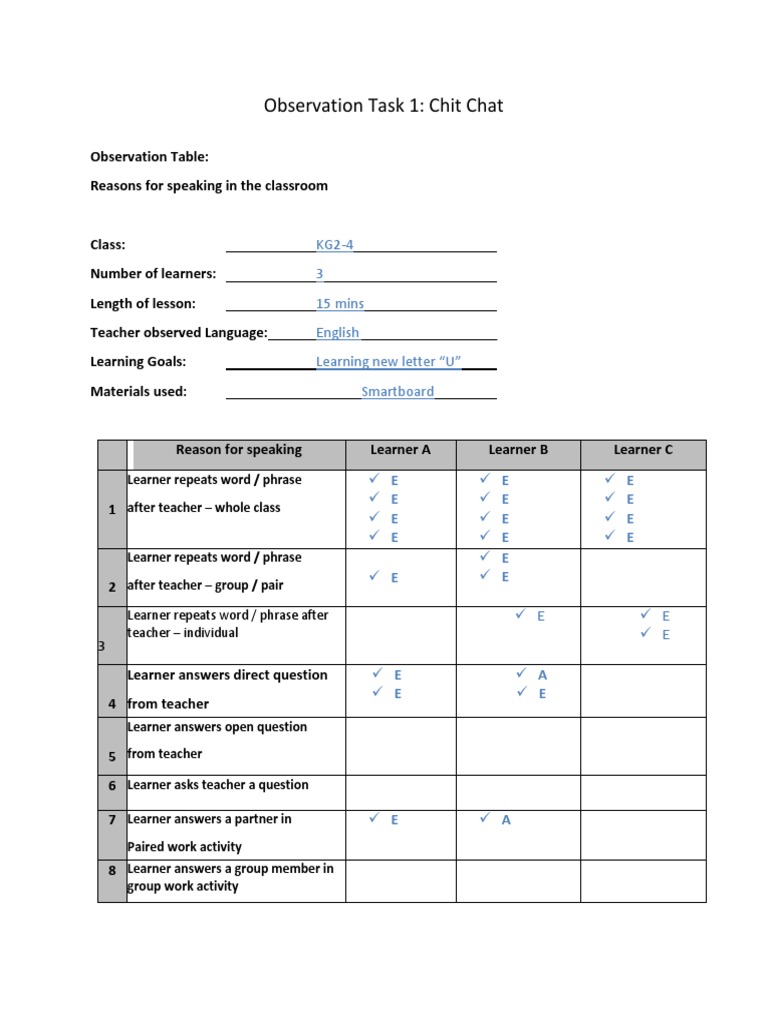 Observation Task 1 | PDF