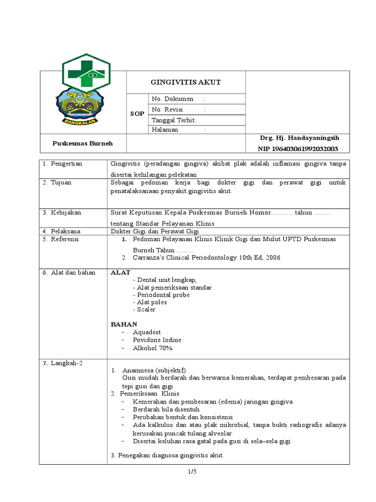 Sop-Gingivitis Akut | PDF