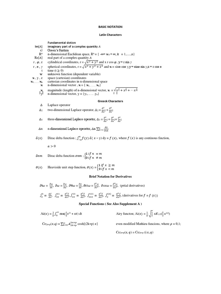 Basic Notation Latin Characters | PDF | Euclidean Vector | Cartesian ...