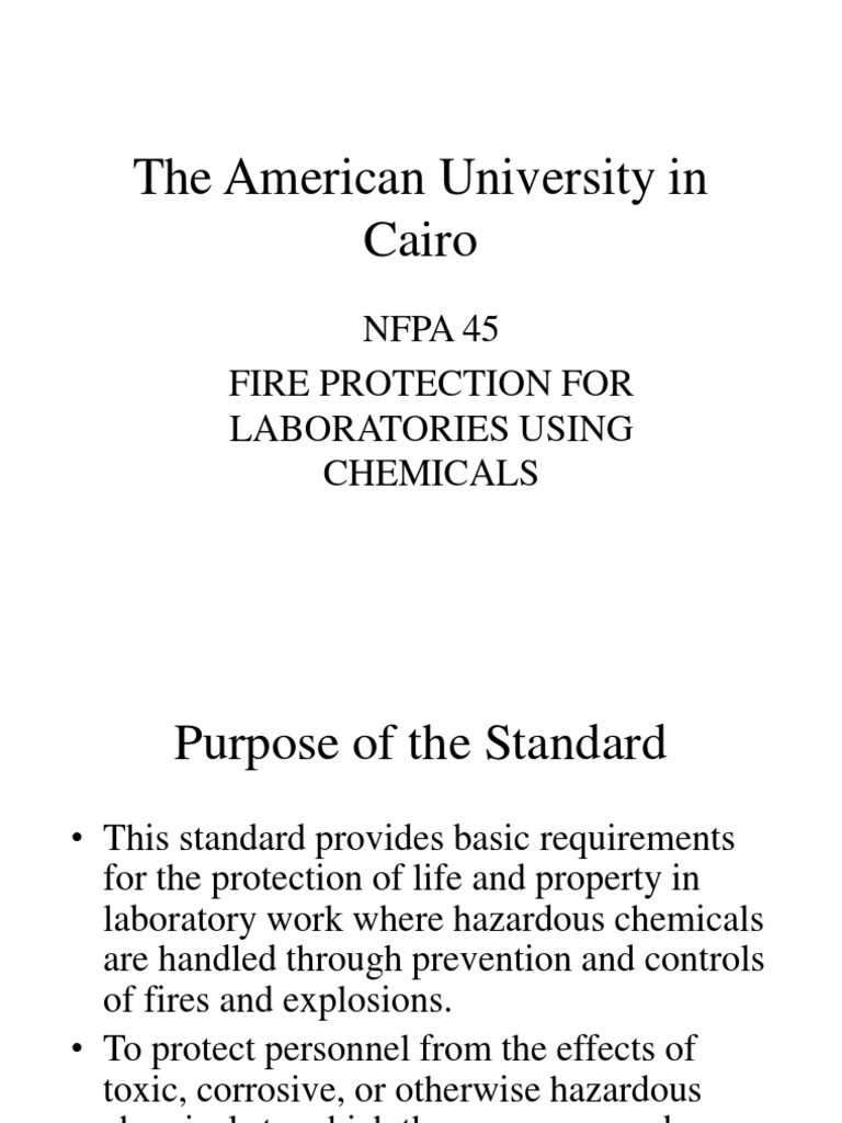 The American University in Cairo: Nfpa 45 Fire Protection For ...