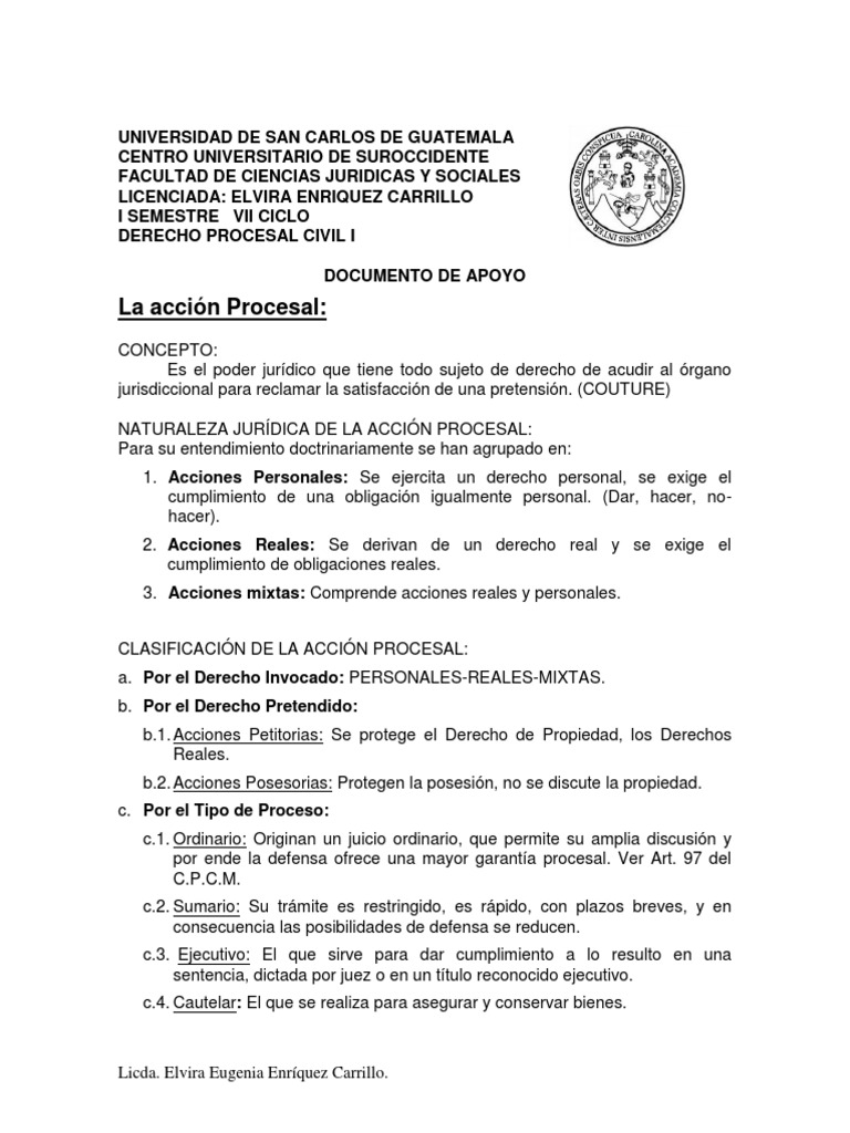 La Acción Procesal | PDF | Ley procesal | Jurisdicción