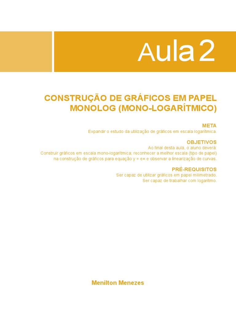 Construção De Gráficos Em Papel Monolog (Mono-Logarítmico): Menilton ...