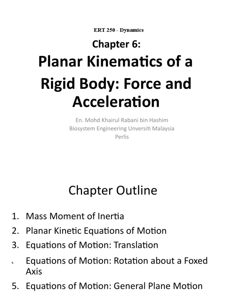 Planar Kinematics of A: Rigid Body: Force and Acceleration | PDF | Rotation Around A Fixed Axis ...