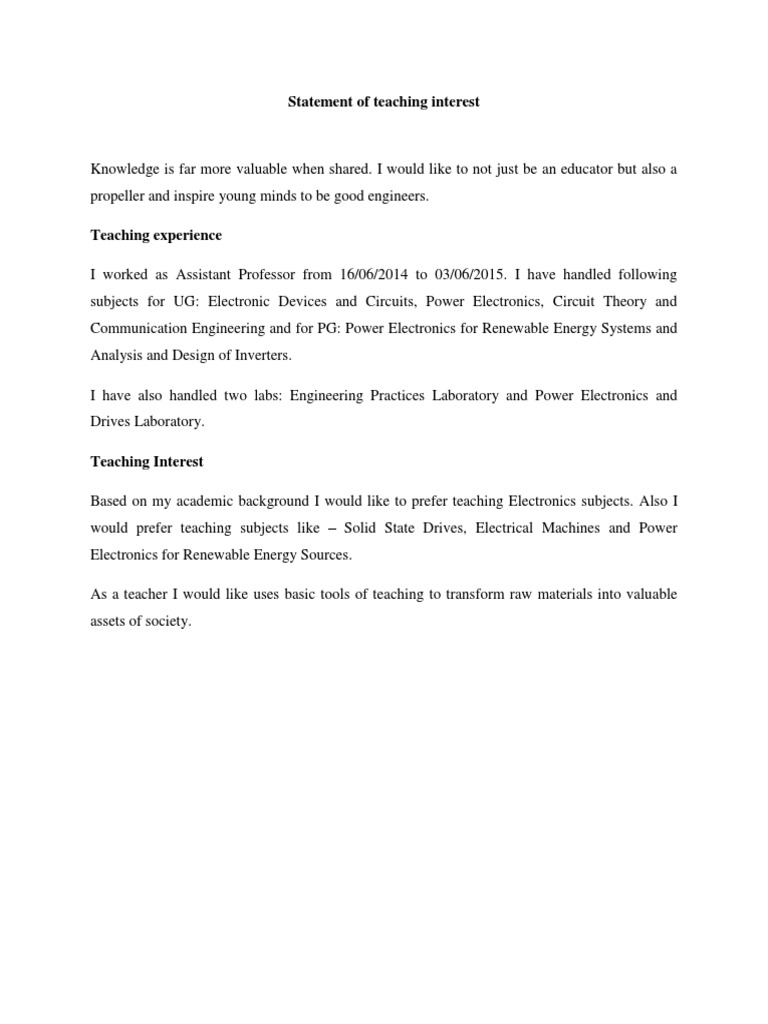 Statement of Teaching Interest | PDF