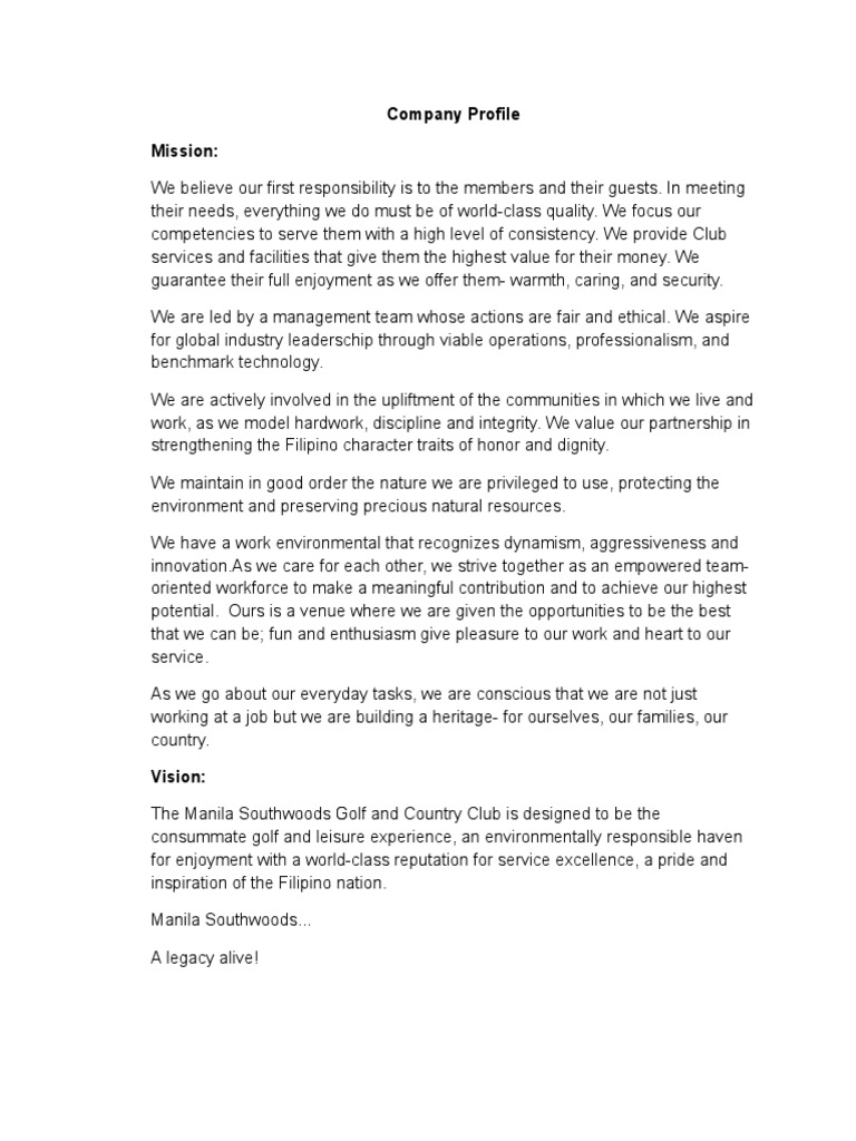 Company Profile | PDF | Golf Course | Nature