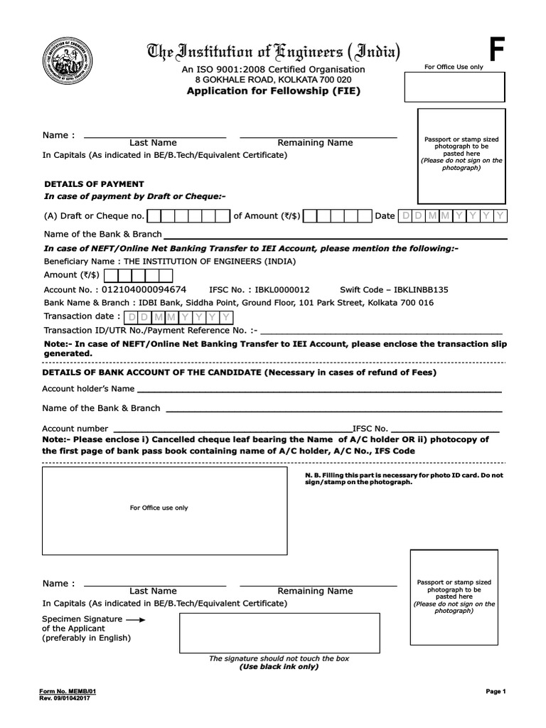 Fellowship Application for Engineers (IEI) | PDF | Engineering | Interactive Voice Response