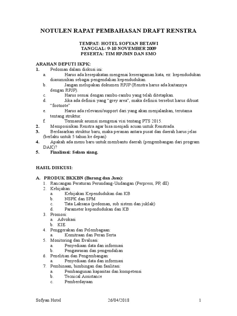 Notulen Draft Renstra | PDF | Komputer