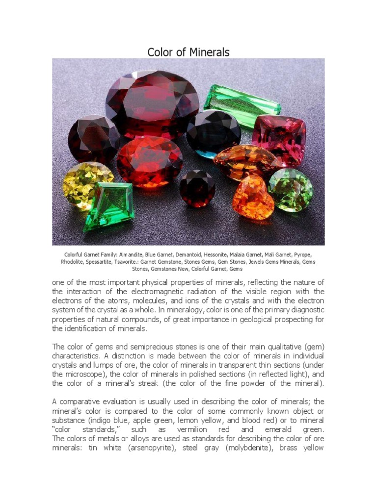 Color of Minerals | PDF | Gemstone | Minerals
