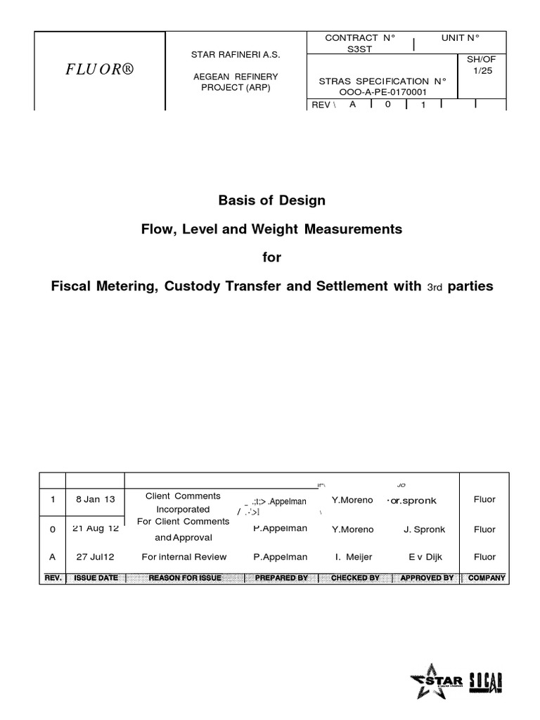 Basis of Design Flow Level and Weight Measurements For.. | PDF | Flow ...