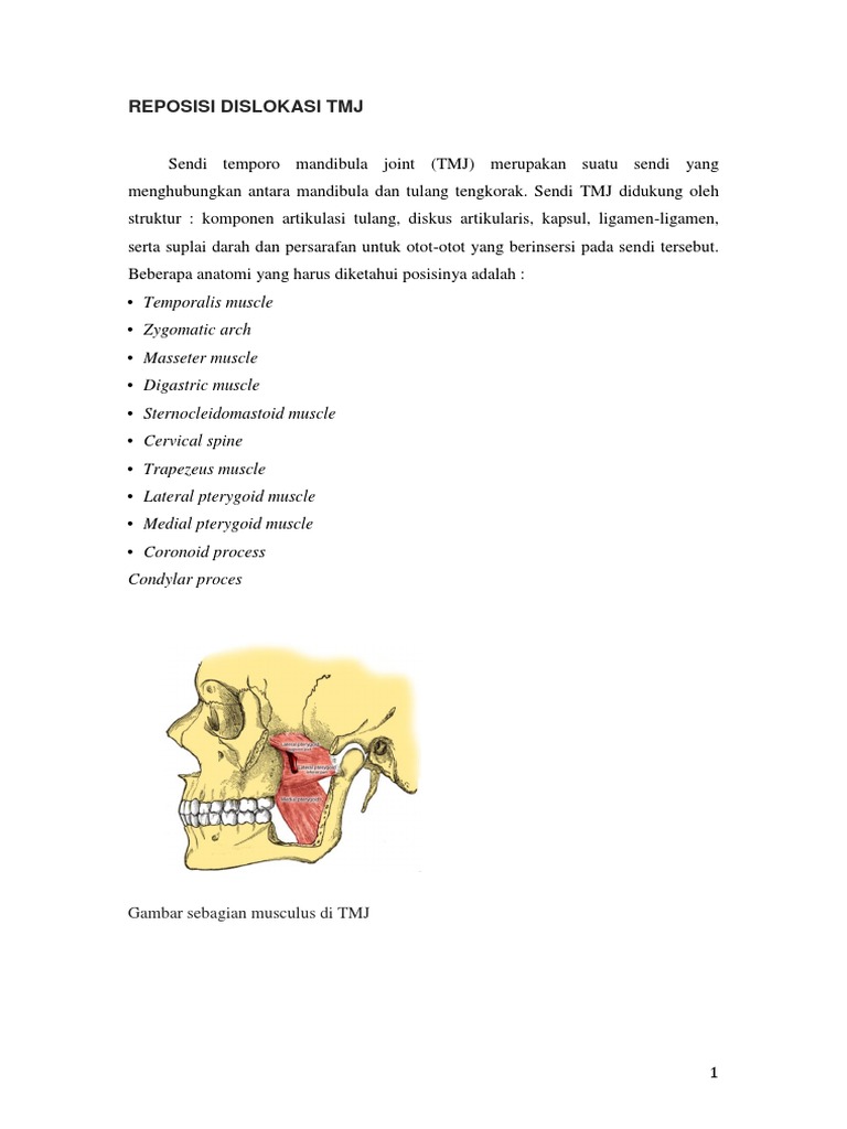 Reposisi Dislokasi Sendi TMJ dan Penanganannya | PDF