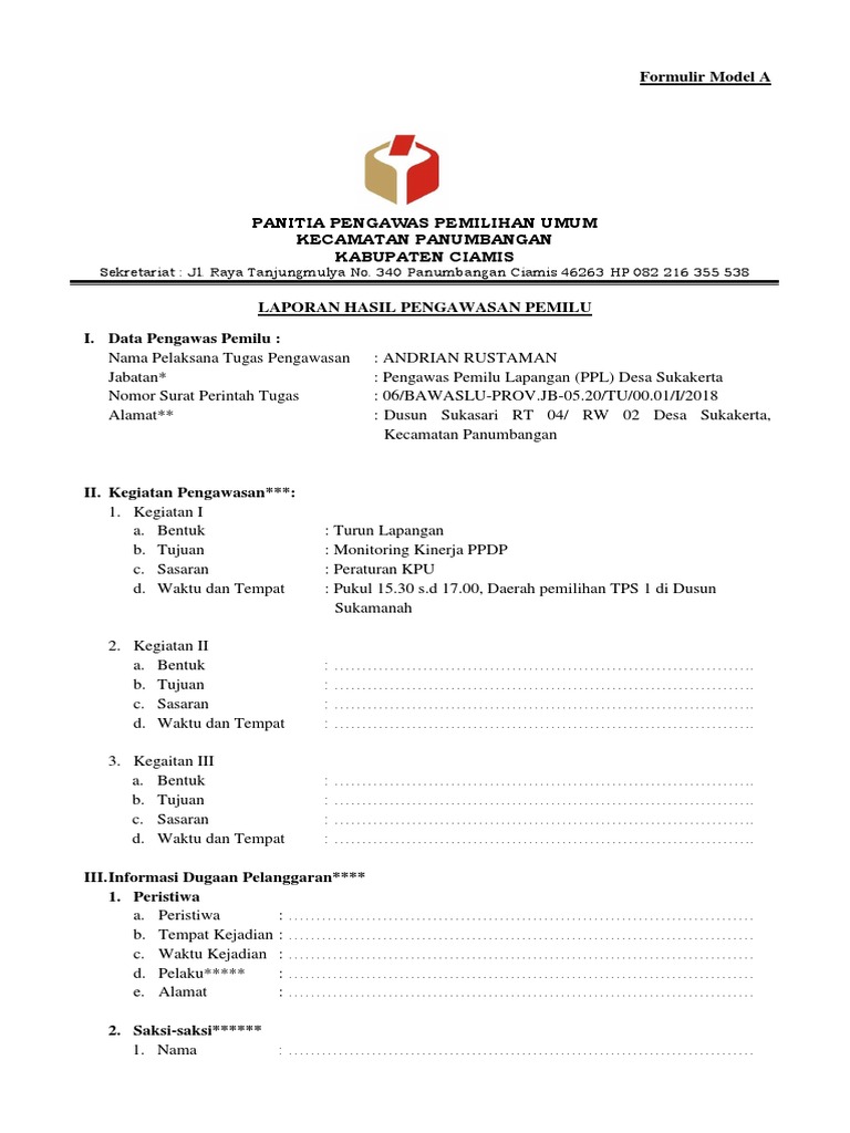 Formulir Model A Banjarangsana | PDF