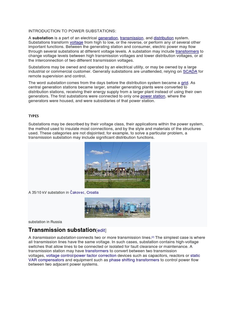 Introduction To Power Transmission | PDF | Electrical Substation ...