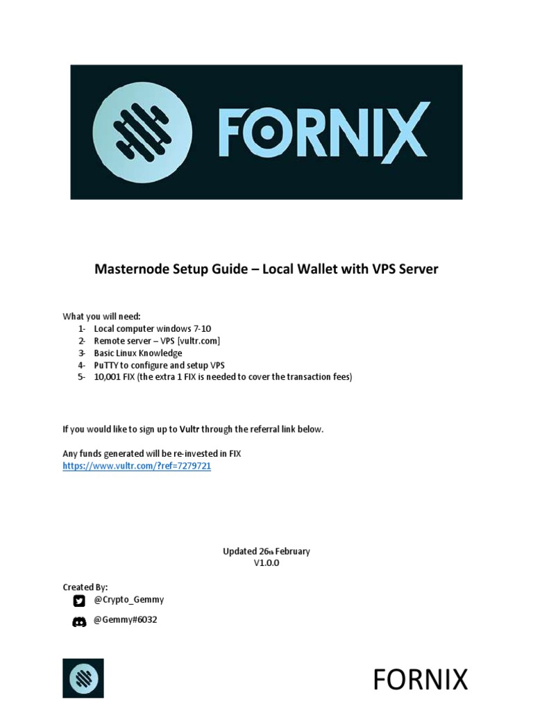 FORNIX Masternode Setup Guide | PDF | Login | Server (Computing)