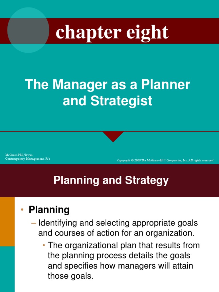 Chapter Eight: The Manager As A Planner and Strategist | Download Free ...