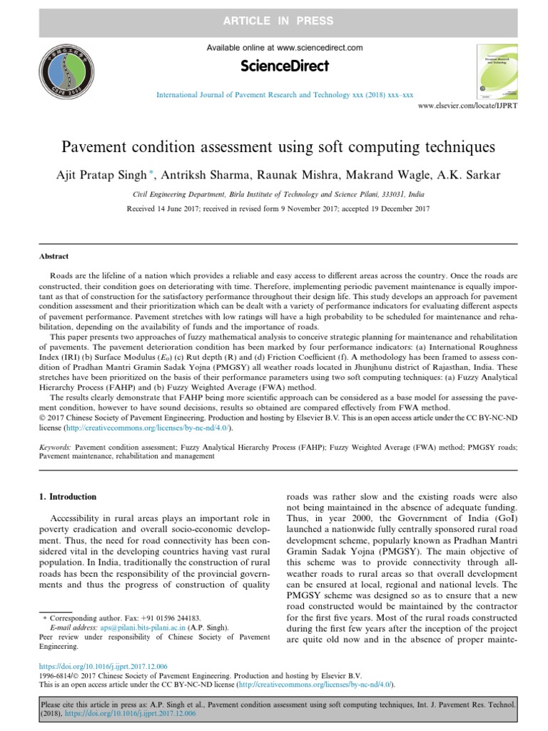 Pavement Condition Assessment Using Soft Computing Techniques | PDF ...
