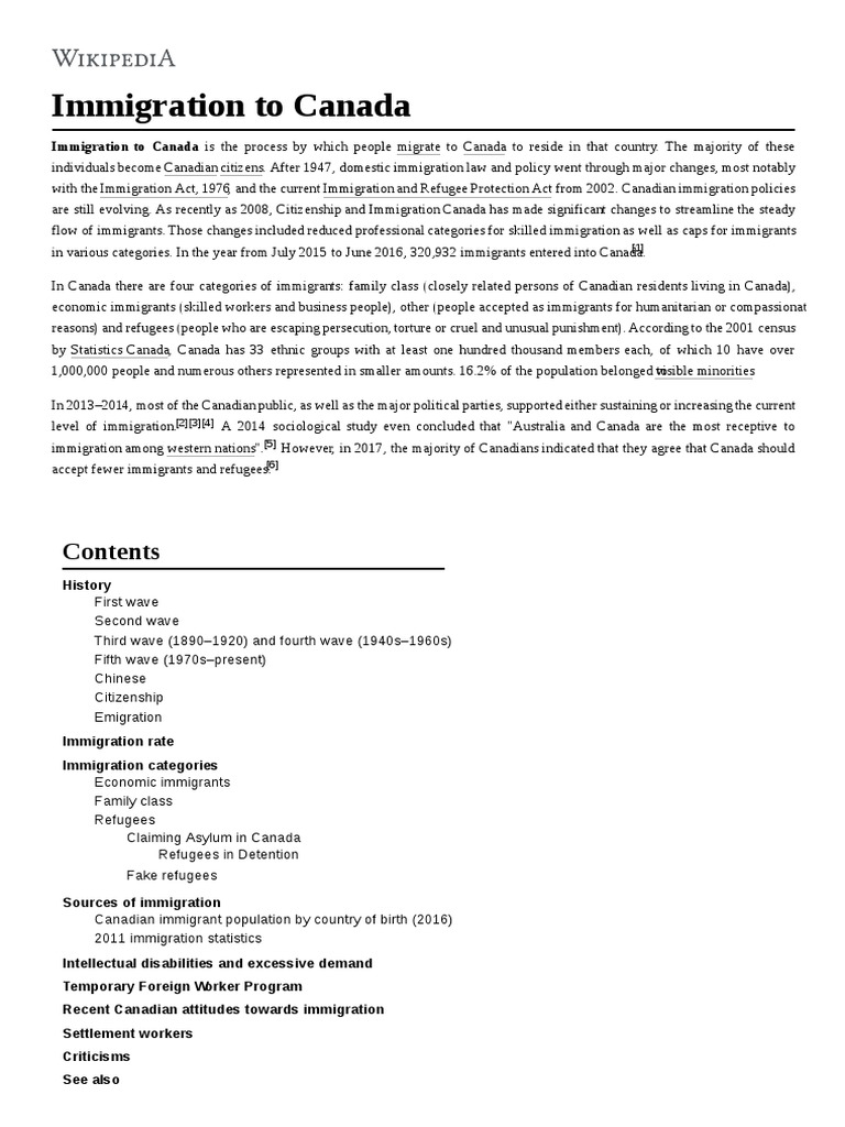 Immigration To Canada | PDF | Immigration | Canada