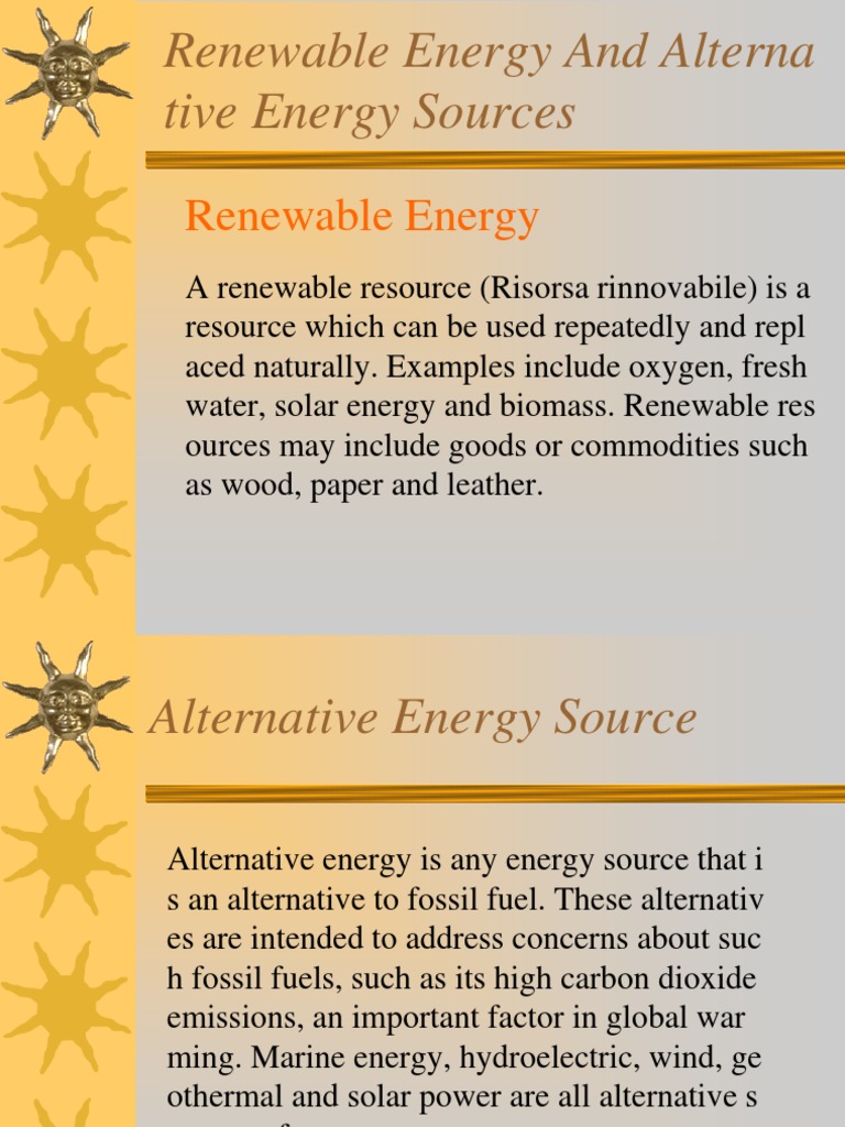 Renewable Energy in Alternative Energy Sources | PDF | Renewable Energy ...