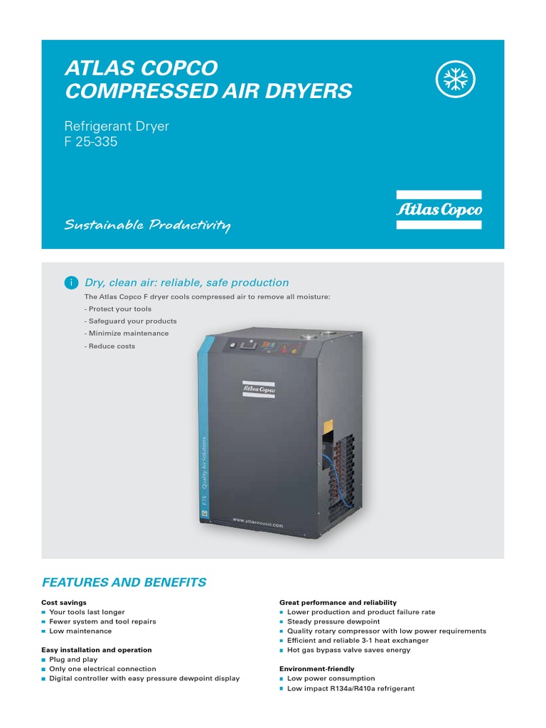 Atlas Copco Compressed Air Dryers: Refrigerant Dryer F 25-335 | PDF ...