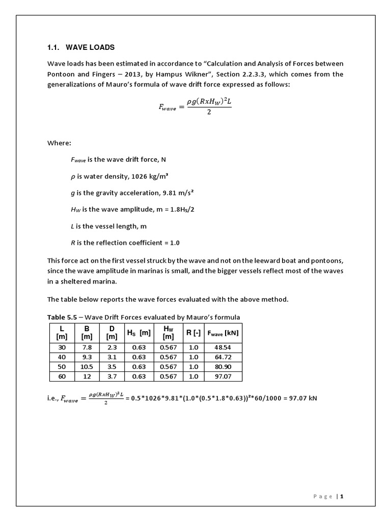 Wave Drift Force Calculation Method | PDF