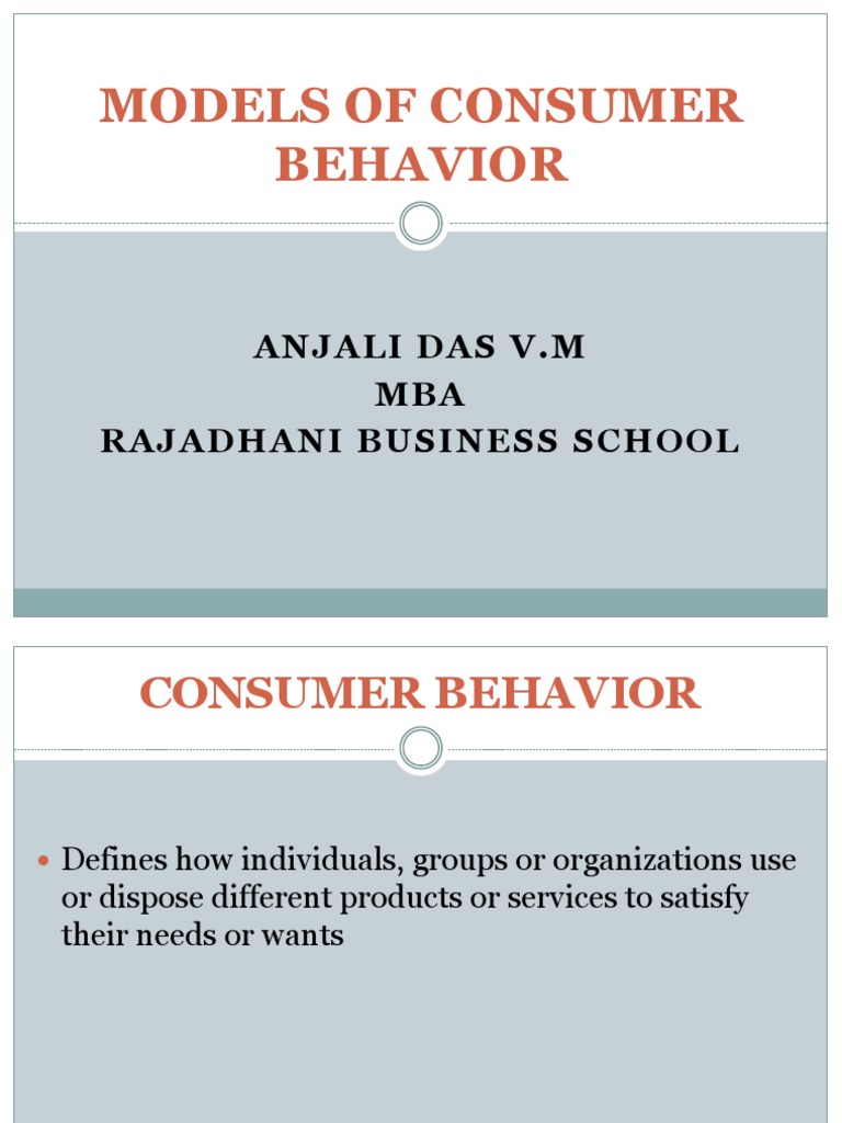 Different Models of Consumer Behavior | PDF | Consumer Behaviour | Behavior