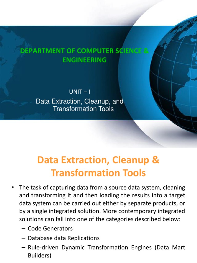 Data Extraction Cleanup and Transformation Tools | PDF | Data Warehouse ...