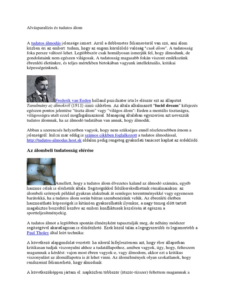 Alvásparalízis És Tudatos Álom | PDF