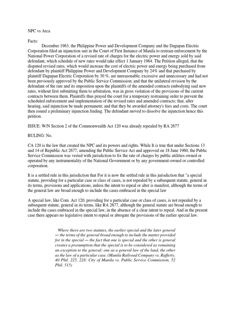 NPC Vs Arca Digest | PDF | Injunction | Government Information