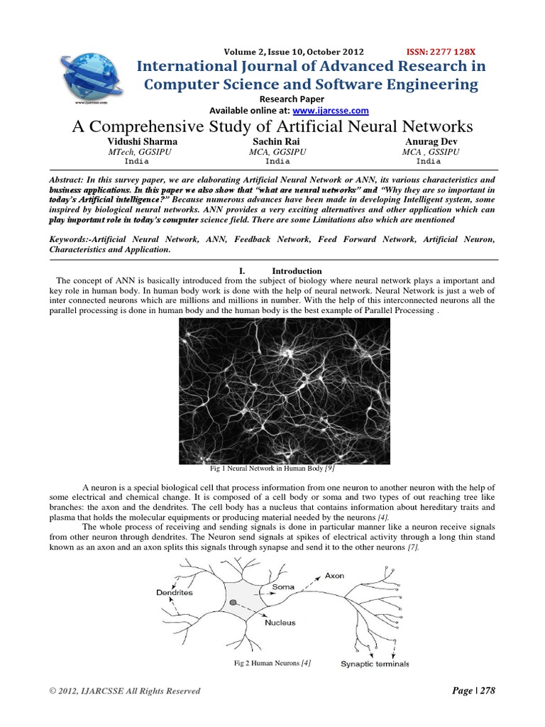 A Comprehensive Study of Artificial Neural Networks | PDF | Neuron ...