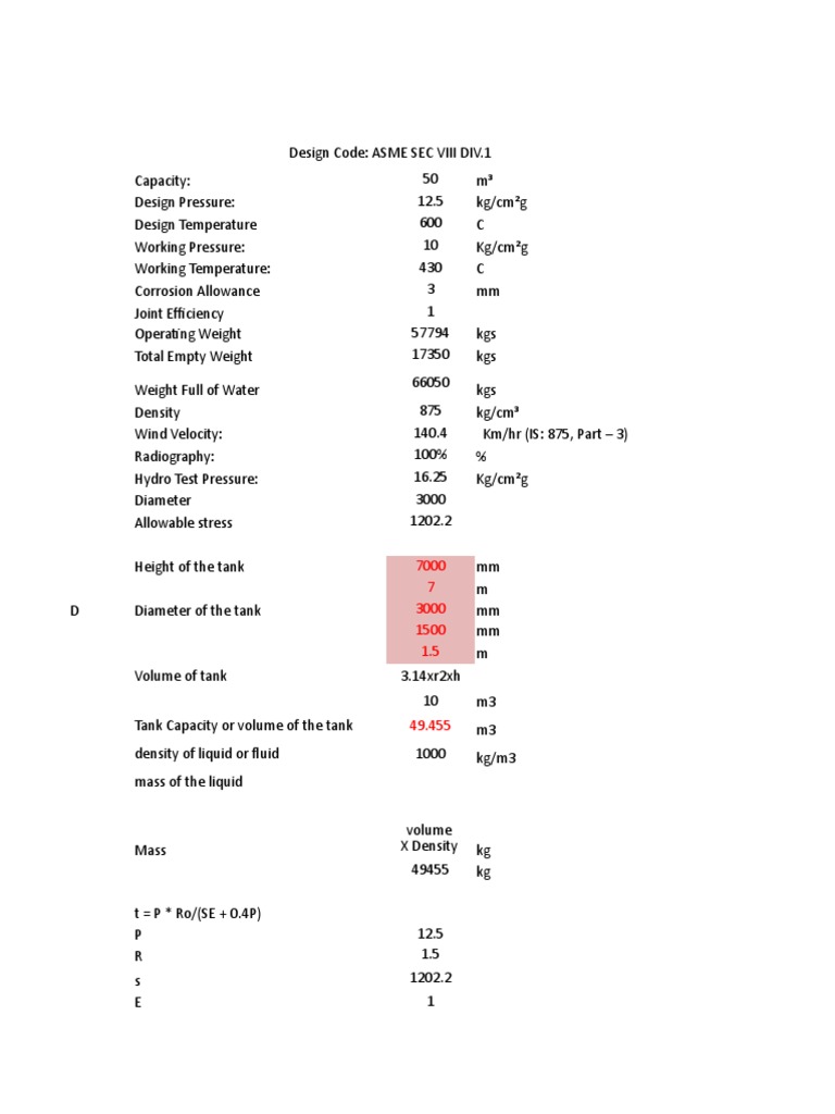 Tank Sizing Calculation | PDF | Volume | Area